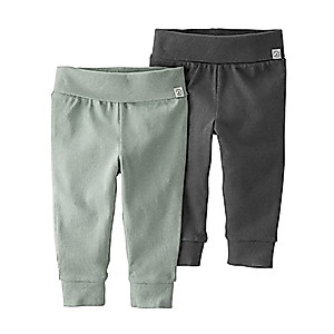 little planet by carter's unisex-baby 2-pack Terry Pants made with Organic Cotton, Meadow/Charcoal, 12 Months