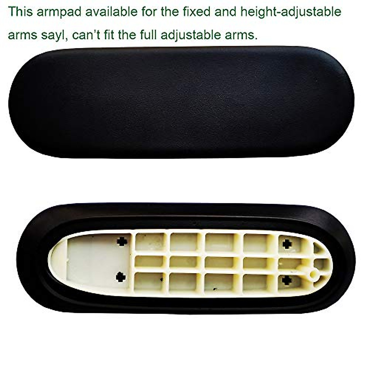 Arm Pads Caps Replacement for Herman Miller Fixed and Height Adjustable Armrest Sayl Office Chair, Black Vinyl (1-Pair)