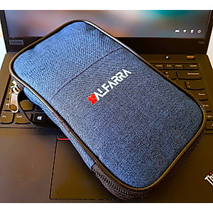 ALFARRA 10 Passports Family Travel Document Wallet - 10 Passport Pockets and 8 ID Slots, SIM Card and Coin Zipper Pouch, Dark Blue with Black Border Seam, Casual, Hand-crafted