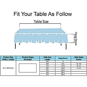 Light Blue Plastic Tablecloths 2 Pack Disposable Table Covers 54 x 108 Inch Baby Shower Party Tablecovers PEVA Sky Blue Table Cloths for BBQ Picnic Birthday Wedding Parties 8 ft Rectangle Table Use