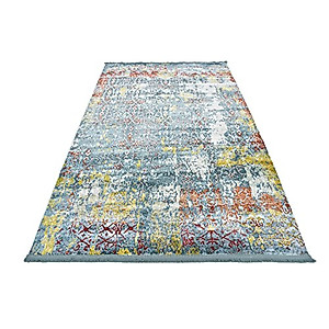 Unique Loom Baracoa Collection Area Rug-Alamar, 5' 5" x 8' Rectangle, Blue/Olive