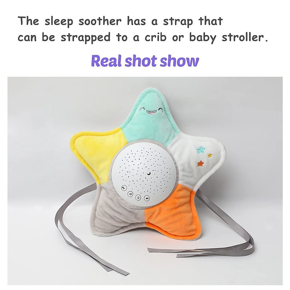 Konig Kids Baby Musical Sleep Soothers with Star Projector, Travel Soothing Sound Machine, Portable Plush Sleep Aid for Toddlers with Soothing Night Light, 10 Lullabies, White Noise, Auto Power Off