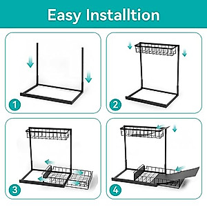 ZWMSSLL Under Sink Organizer, 2 Tier Sturdy, Durable Bathroom-Kitchen Storage Rack with Quiet Sliding, Adjustable, Multi-Purpose Design for Sink and Cabinet Storage