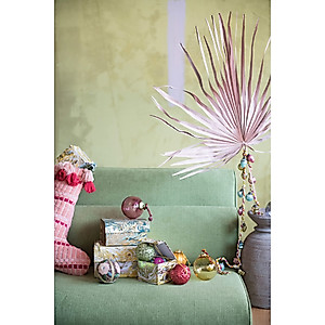 Creative Co-Op Embossed Glass Ornaments in Kraft Box, Orange, Pink, and Green, Set of 3