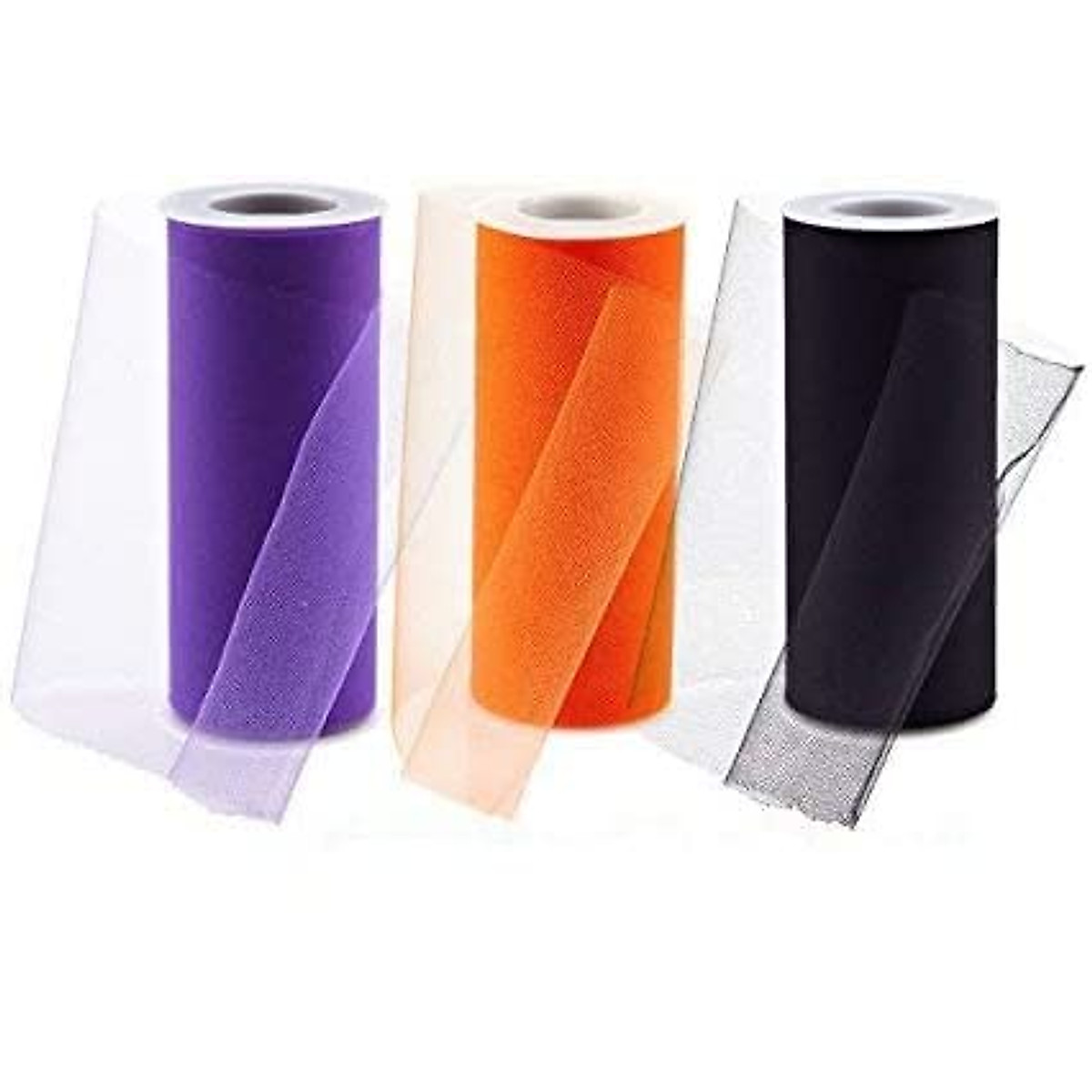 Charmed Halloween Orange, Black and Purple Tulle Each roll 6 inch by 25 Yards, 3 spools