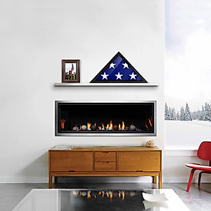 ASmileIndeep Flag Display Case for 3' x 5' Flag, American Flag Shadow Box with HD Tempered Glass and Wall Mount, Folded Triangle Flag Holder Frame for Small Flag (Not for Burial Flag) - Black Walnut
