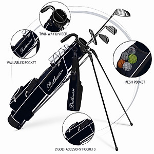 Golf Stand Bag, Lightweight Golf Easy Carry Bag with Padded Strap，Durable Pitch n Putt Golf Bag, Practice Ranger Sunday Golf Bag for Men&Women