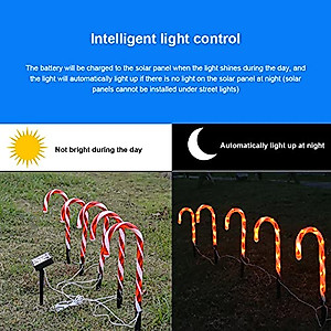Christmas Candy Cane Lights,Solar Christmas Cane Light， Set 1 for 5 Waterproof Christmas Plug-in Lamp， LED Home Garden Courtyard Lawn Decoration Lights