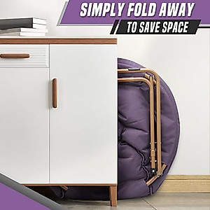 SFIHOME Foldable Oversized Moon Chair, Large Soft Lazy Cozy Comfortable Faux Fur Round Saucer Moon Chair for Teens and Adults, Purple