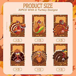 DADAPALS 30PCS Thanksgiving Table Decor Cutlery Holder Set - 6 Turkey Decorations Utensil Holder for Autumn Family Harvest Party Table Supplies