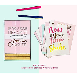 Eccolo Inspirational Cards with Wooden Display Stand, 12 Positive Daily Affirmation Cards for Self Love Practice and Mindfulness, Gift Box, Home or Office Desk Art Decor (5 x 6.75 inches)
