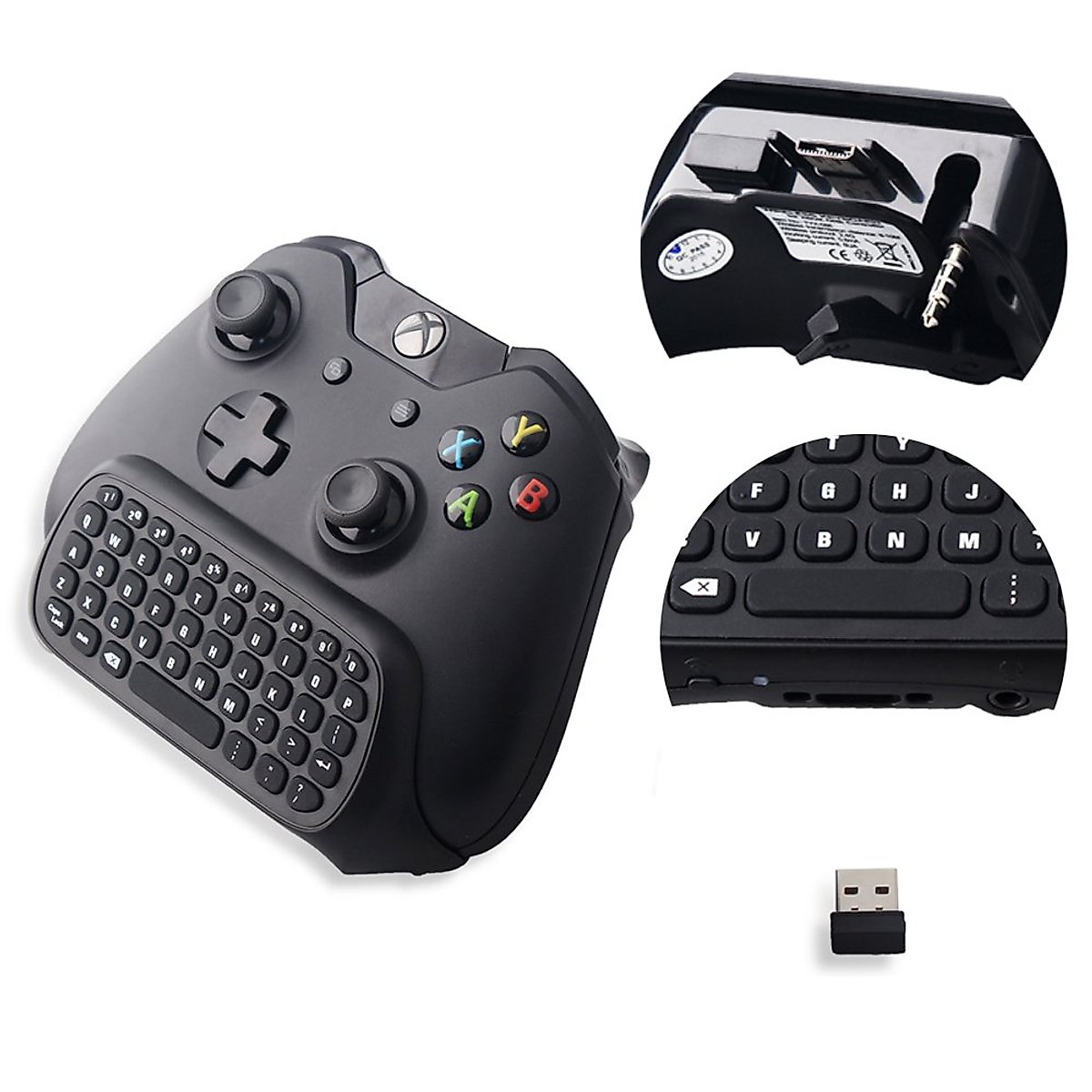 Megadream Xbox One USB 2.4Ghz Mini Wireless Qwerty Keyboard Gaming Chatpad Keyboard for Microsoft Xbox One and Xbox One S Controller PC - [Audio Compatible] - Black