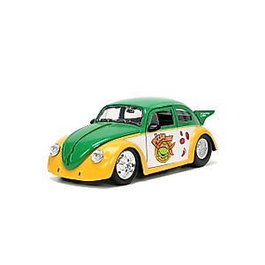 Jada Teenage Mutant Ninja Turtles 1:24 1959 Volkswagen Drag Beetle Die-cast Car & 2.75" Michelangelo Figure, Toys for Kids and Adults (33741)