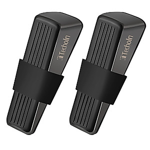 Techoln Heavy Duty Door Stopper, Rubber Wedge,304 Stainless Steel Security Door Stops,Suitable for All Floor Surfaces, with Hangers for Easy Storage (2, Black)