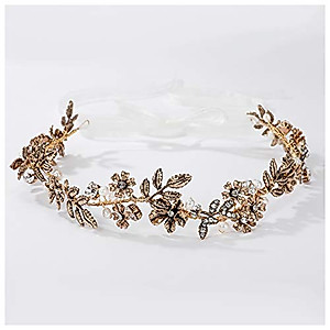 SWEETV Retro Wedding Headband, Bridal Headpieces for Wedding Women Rhinestone Hair Accessories Vintage Style