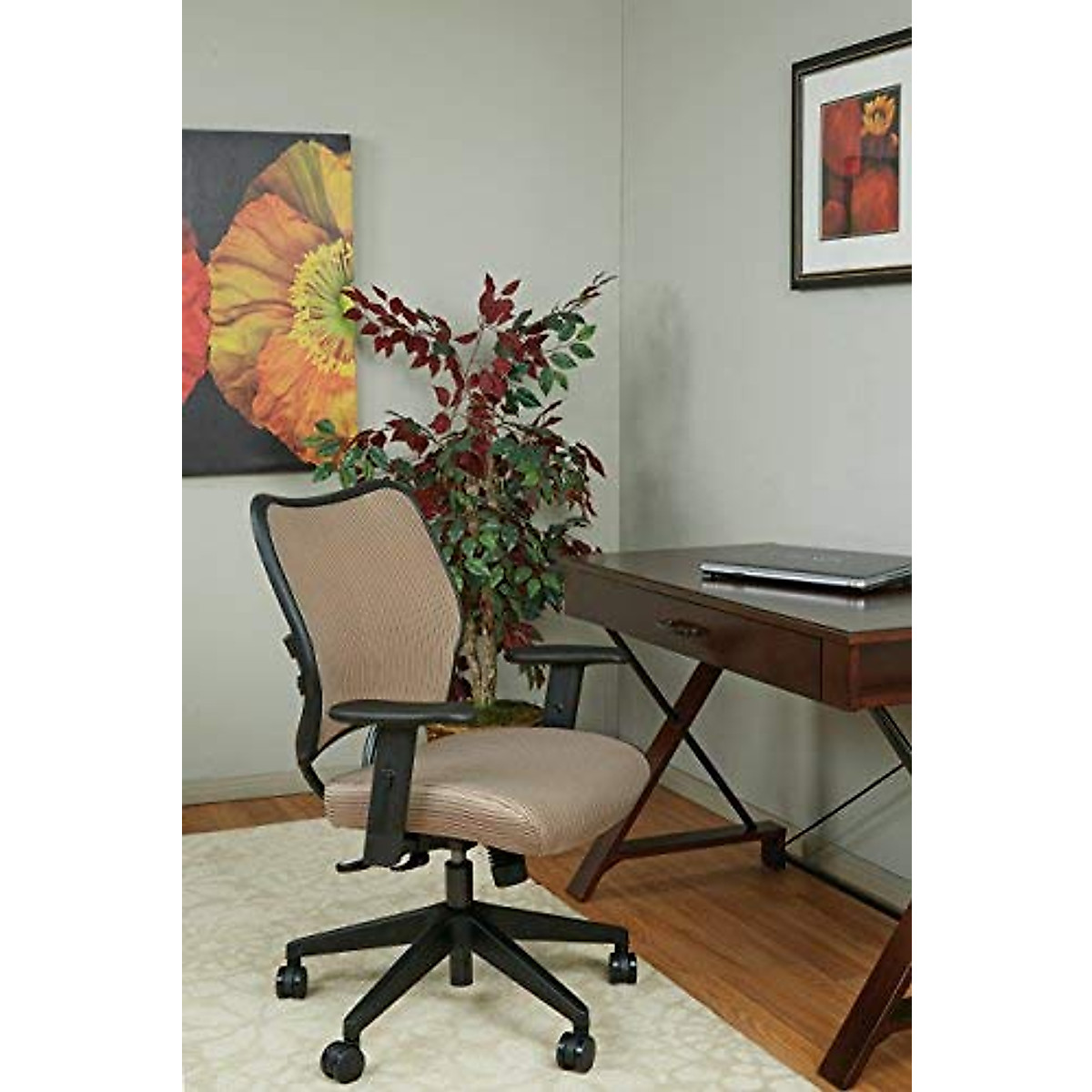 SPACE Seating Deluxe VeraFlex Fabric Seat and Back, 2-to-1 Synchro Tilt Control and 2-Way Adjustable Arms Managers Chair, Latte