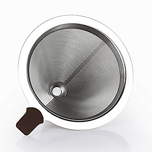 HOMEE Pour Over Coffee Dripper - 304 Stainless Steel Double-layer Coffee Filter fits Hand-grinding Coffee, 1-6 Cups Brew Once a Time Suitable for Families