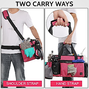 Timoxi Large Cleaning Caddy Bag Built-in Sturdy Support Board, Cleaning Organizer with Detachable Divider, Cleaning Supply Tote with Adjustable Shoulder Strap&Waist belt for Cleaners & Housekeeper
