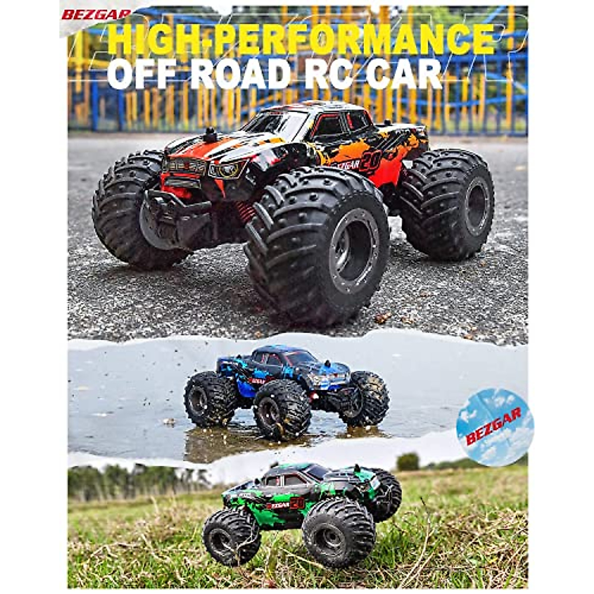 BEZGAR TM201 RC Cars - 1:20 Scale Remote Control Car,2WD Top Speed 15 Km/h Electric Toy Off Road 2.4GHz RC Car Vehicle Truck Crawler with Two Rechargeable Batteries for Boys Kids and Adults