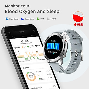 FirYawee Smart Watch for Android Phones Compatible with iPhone Samsung, Fitness Watch with Heart Rate Monitor and Sleep Monitor, Step/Distance/Calorie Counter, Smart Watch for Men Women