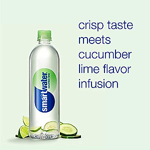 smartwater Cucumber Lime, Vapor Distilled Premium Bottled Water, Cucumber Lime, 23.7 Fl Oz (Pack of 12)
