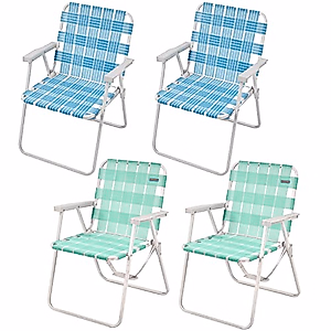 #WEJOY 2 Pack Folding Webbed Lawn Beach Chair,Heavy Duty Portable Chairs for Outside with Hard Arm,Carry Strap for Outdoor Camping Garden Concert Festival Sand Picnic BBQ