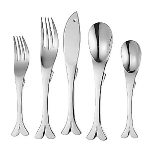 Supreme Housewares 20-Piece Fish Shaped Flatware Set, 18/8 Stainless Steel Silverware Cutlery Set, Service for 4, Mirror Polished, Dishwasher Safe (Fish)