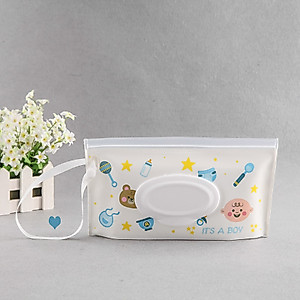 Baby Wipes Dispenser, 4 Pack Reusable Baby Wipe Holder Box, Refillable Baby Wipes Container Travel Wet Wipes Case with Reusable Wipes Pouch for Home