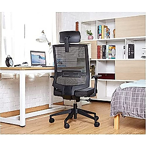 YokIma Comfort Office Chair Office Chair Height Adjustable Desk Chair 360° Swivel Computer Chair Comfortable Managerial Chairs with Armrests Firm Seat Cushion (Black)