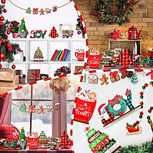 ZTBBW Christmas Decor - Christmas Tiered Tray Decorations Set, 12 PCS Farmhouse Tiered Tray Christmas Decor Wooden Signs Gnome Plush, Indoor Christmas Decorations for Home Office Table Centerpiece