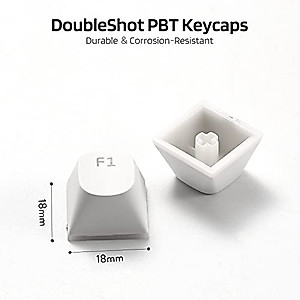 LTC LavaCaps 117-Key PBT Double Shot Keycaps, Translucent OEM Profile for ISO & ANSI Layout 61/68/84/87/98/104 Keys Mechanical Keyboard, with Keycap Puller - (Only Keycaps), White