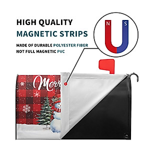 Merry Christmas Mailbox Covers Magnetic Winter Xmas Red Buffalo Plaid Snowman Mailbox Cover Standard Size 18 X 21 Holiday Mailbox Wrap Post Letter Box Cover Decorative for Home Outdoor Garden