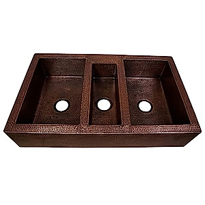 Copper Triple Bowl Farmhouse Kitchen Sink