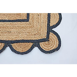 Gautam International Scallop Pattern Jute Bohemian Area Rug (2'x3', Navy)