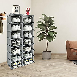 MEIXINZHI Narrow Shoe Rack, 8 Tiers Vertical Shoe Rack Shoe Tower Tall Slim Shoe Rack Storage Organizer for Closet Entryway Space Saving Corner Shoe Shelf