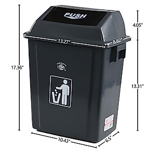 Wekioger 4 Packs Plastic Trash Can with Swing Lid, 20 L Kitchen Swing Top Garbage Bin, Grey