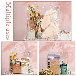 BESARME 30 Pack Clear Gift Bags with Handle, Reusable Plastic Bags Small Gift Wrap Tote Bags Candy Bags for Christmas Party Favors Wedding Birthday (6.3" x 5.9" x 2.8")