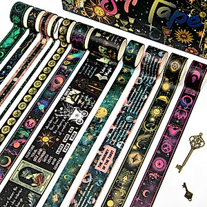 29 Rolls Washi Tape Set - Tarot Theme Decorative Masking Tape Colored Patterns, Vintage Adhesive Artists Tapes for Journaling Supplies, Diy Crafts, Scrapbooking, Junk Journal Supplies, School Supplies