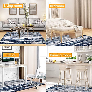 Bsmathom Office Chair Mat for Hardwood Floor, Computer Gaming Chair Mat for Rolling Chair, Large Anti-Slip Hard Floor Mat, Floor Protector for Home Office (Blue,48"x36")