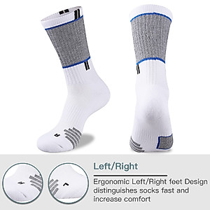 COOPLUS Mens 5 Pairs Hiking Crew Socks Athletic Cushioned breathable Trekking Socks Multi Performance