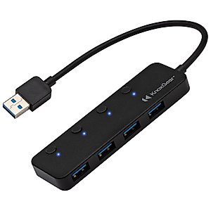 Knox Gear USB 3.0 Hub - 4 Port USB Hub 3.0 - Powered USB Hub for Mac Laptop, PC, PS4, Xbox, TV - Multiple USB 3 Hub for Desktop - Multi USB Port Expander - Small Mini USB Splitter USB Multiport Dock