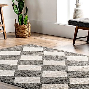 nuLOOM Gianna Contemporary Geometric Checker Tile Area Rug, 4x6, Grey