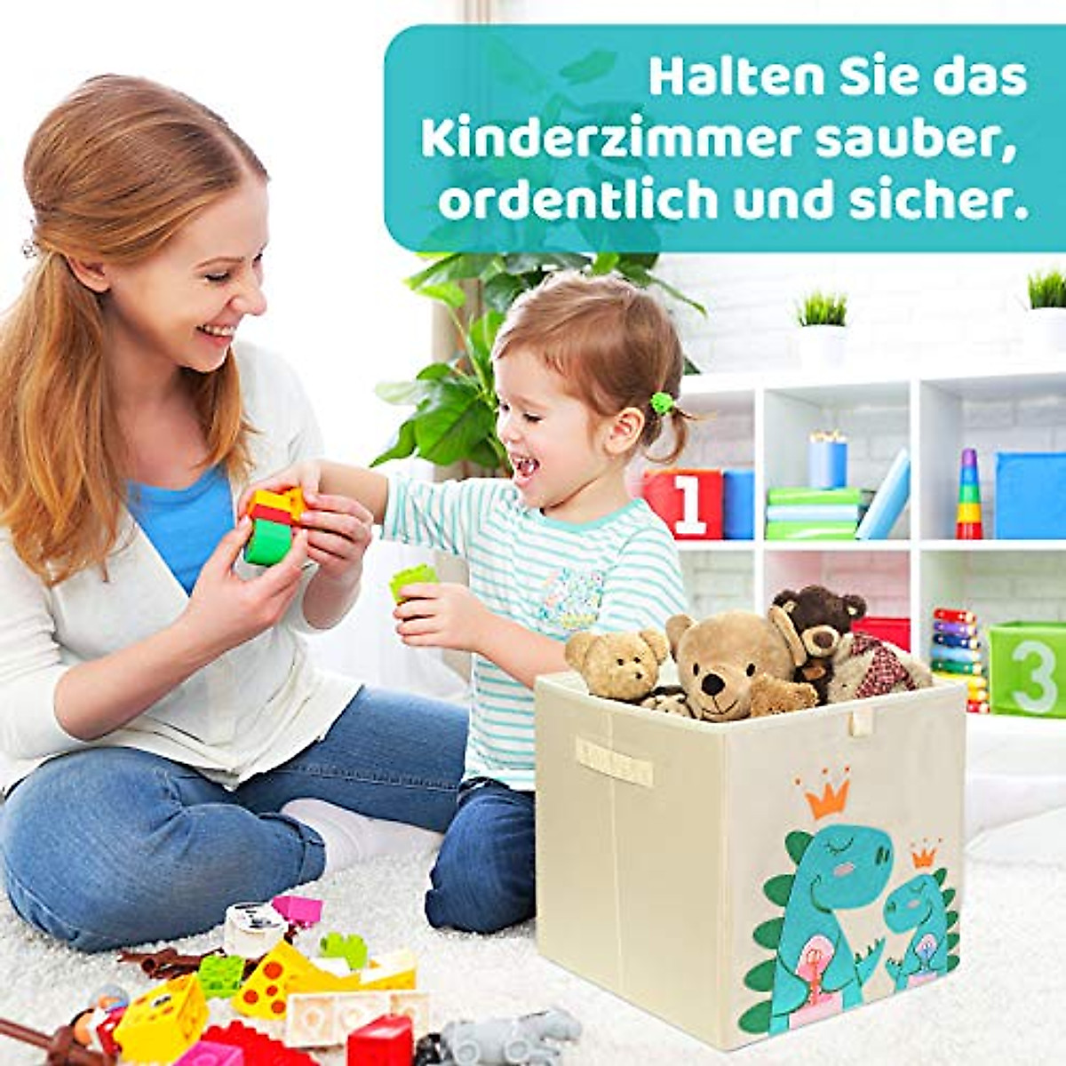 GARPROVM Organizer for Kids Nursery, Cute Cartoon Animal Storage Bins Basket Cube for Shelves, with Handles, fits Baby, Clothes, Children's Room, 13inch