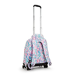 Kipling New Zea 15" Printed Laptop Rolling Backpack Aqua Flowers