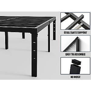 QKOKSY 18 Inch King Size Bed Frame Metal Platform Heavy Duty Black King Bed Frame, No Box Spring Needed, Easy Assembly and Noise Free, Under Bed Storage