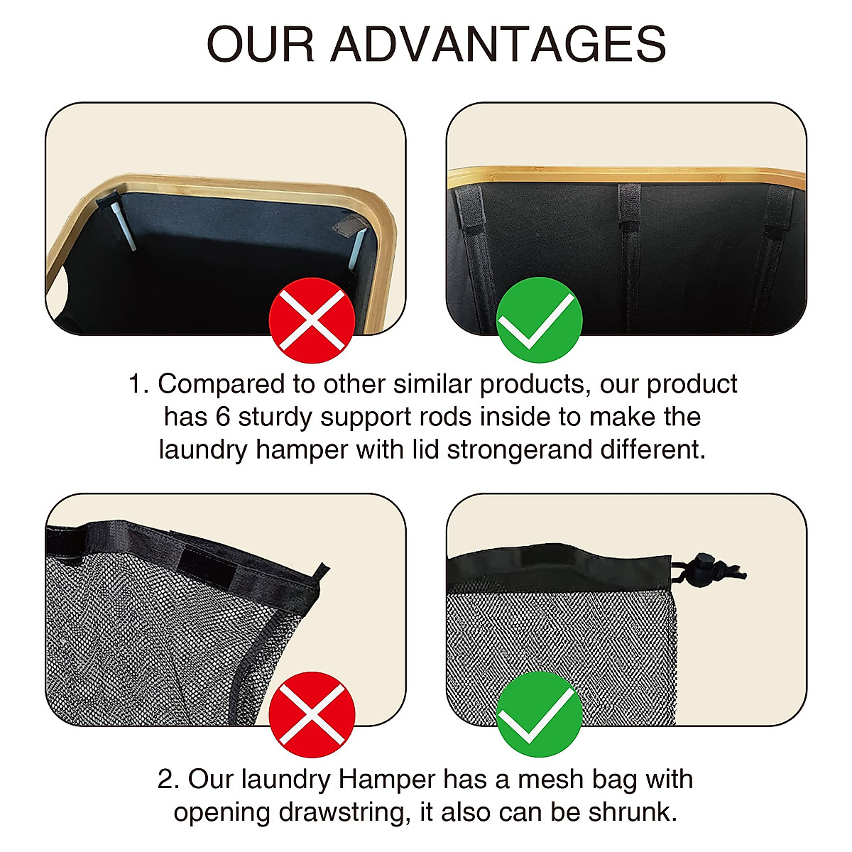 Jenumen 100L Large Black Laundry Hamper, XL Waterproof Laundry Basket with Handles and Lid for Clothes Storage in Bedroom Bathroom Laundry Bin