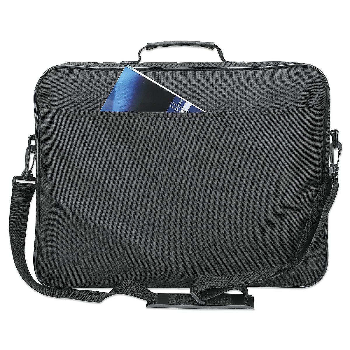 MANHATTAN 15.6-Inch Laptop Shoulder Bag Carrying Case – Slim Briefcase Style, Full Clamshell Opening, Padded Compartments - Computer, Tablet, Notebook – 3 Yr Mfg Warranty – Black, 439947