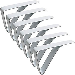 Mannli Picnic Tablecloth Clips, White Stainless Steel Outdoor Table Cloth Holder Table Cover Clips Clamps 6 Packs