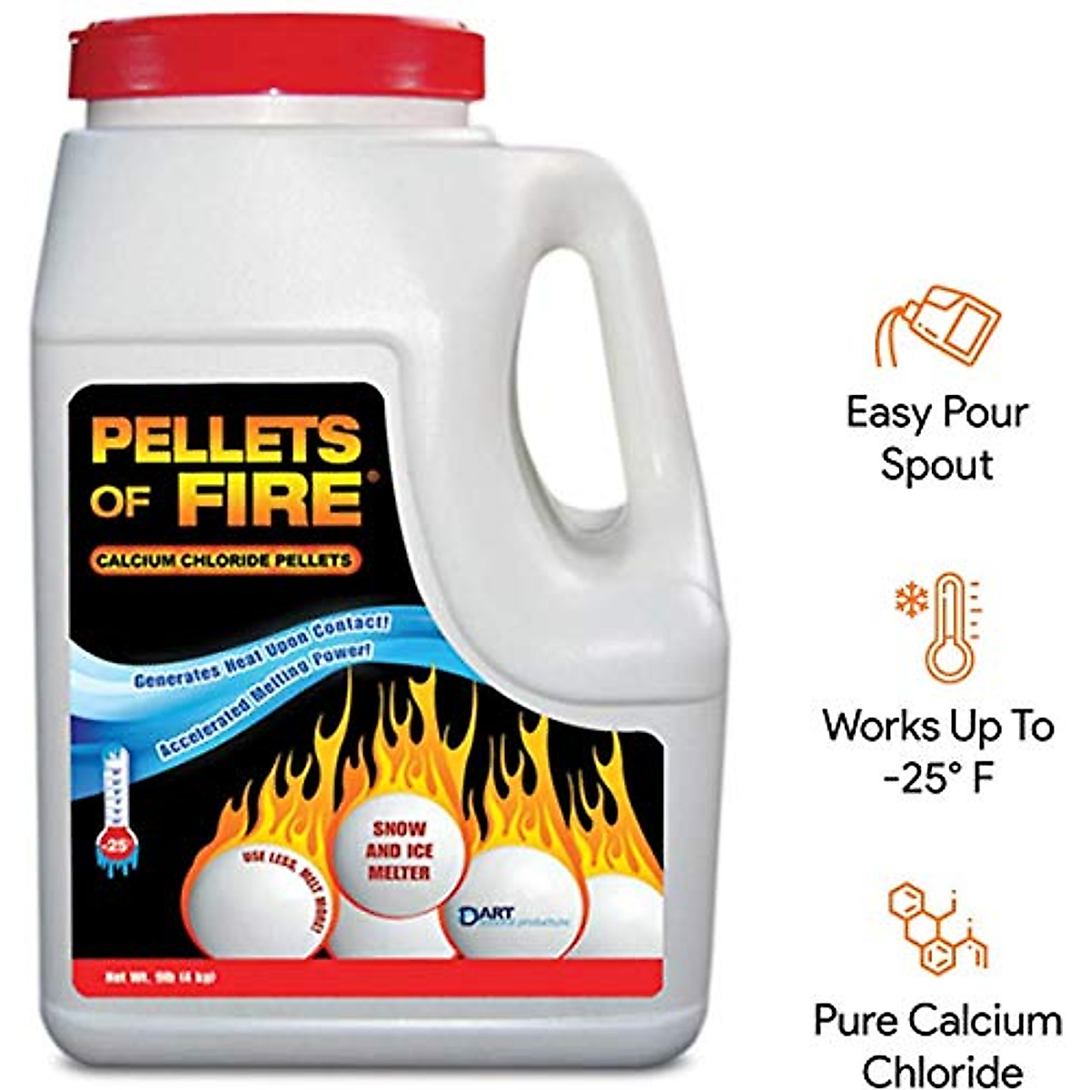 Pellets of Fire CP9 Snow & Ice Melter Calcium Chloride Pellets 9-Pound Jug