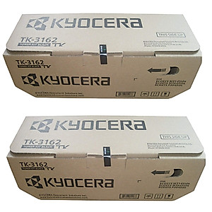 Kyocera 1T02T90US0 Model TK-3162 Black Toner Kit, Compatible with ECOSYS P3045dn Monochrome Laser Printer, Up to 12500 Pages Yield (Pack of 2)